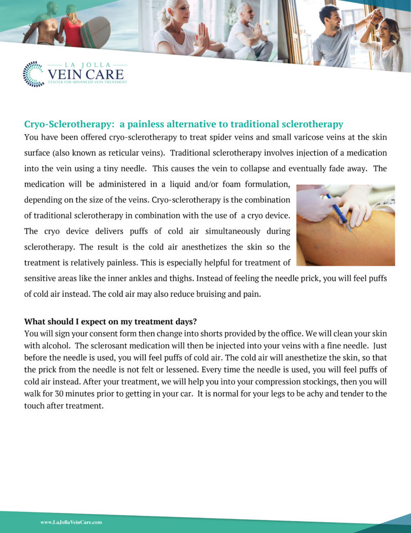 Patient Handouts Information on Vein & Vascular Treatments